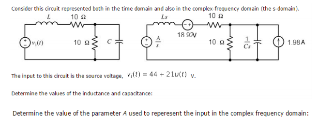 Solved Consider this circuit represented both in the time | Chegg.com