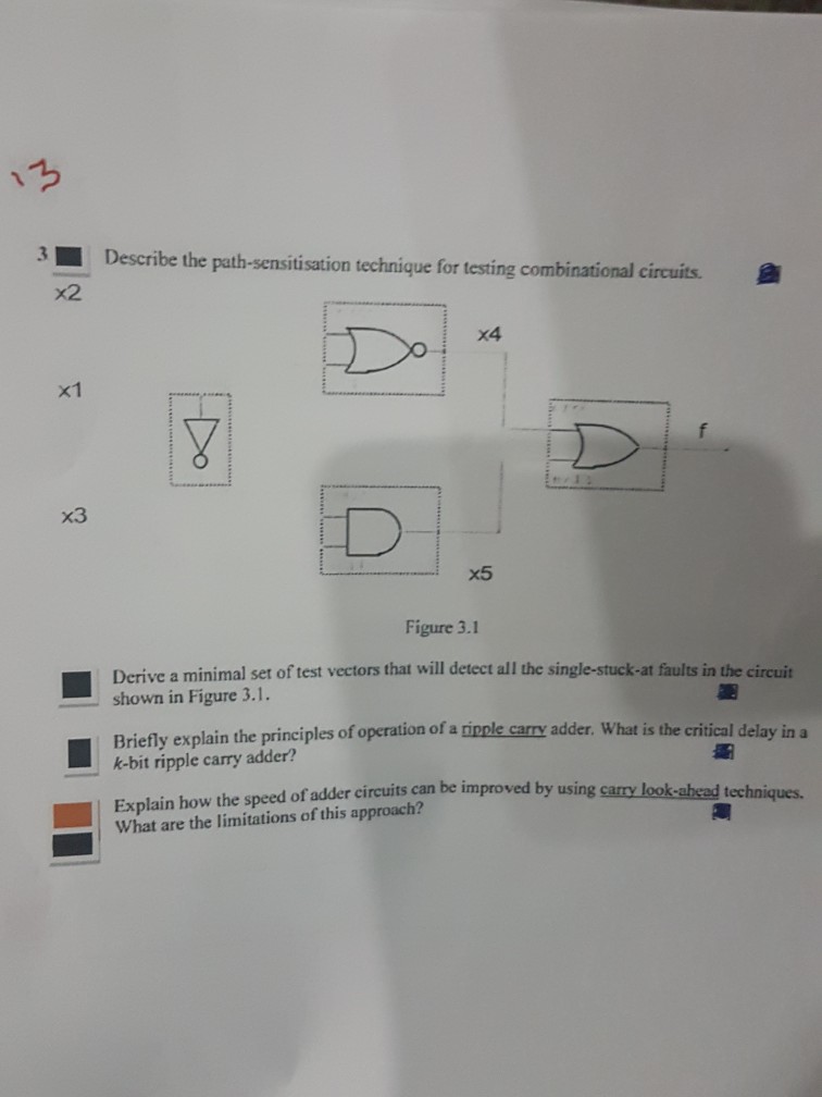 Solved 3 x2 Describe the path-sensitisation technique for | Chegg.com