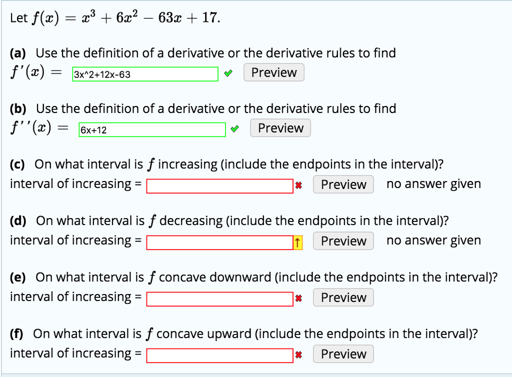 Solved Let f(x) = x3 + 6x2-63x + 17. (a) Use the definition | Chegg.com
