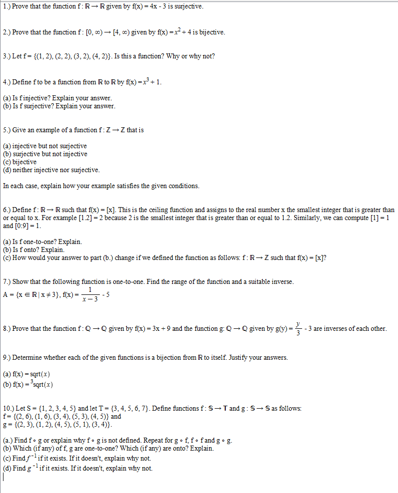 Solved Prove that the function f : R rightarrow R given by | Chegg.com Solved Prove that the function f : R rightarrow R given by | Chegg.com