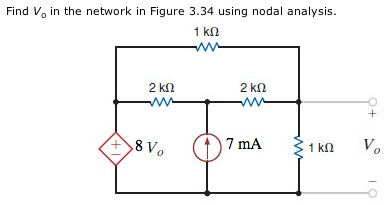 Solved Find Vo in the network in Figure 3.34 using nodal | Chegg.com