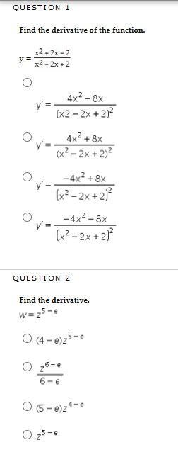 Solved Find the derivative of the function. Y = x^2 + 2x - | Chegg.com