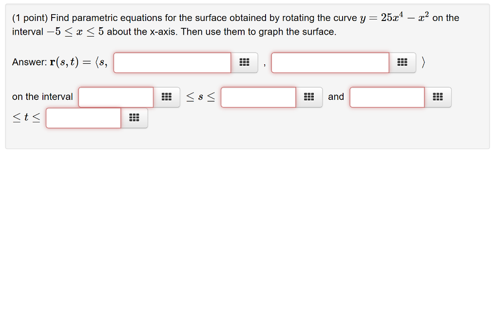 Solved Find parametric equations for the surface obtained by | Chegg.com