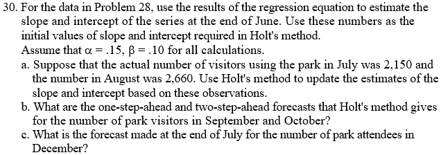 Solved For the data in Problem 28, use the results of the | Chegg.com