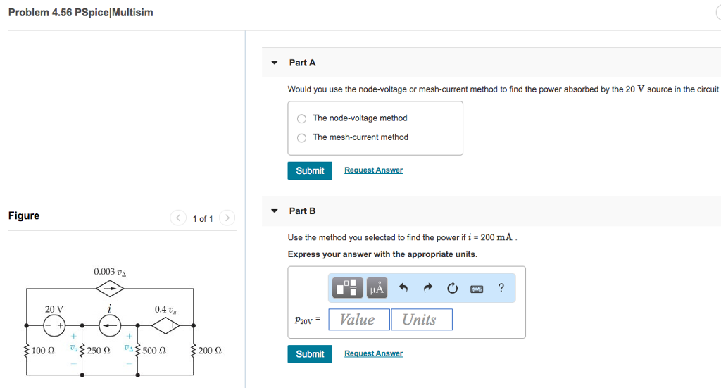 Solved Problem 4.56 PSpice|Multisim Part A Would you use the | Chegg.com
