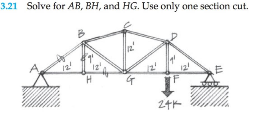 Solved Solve for AB, BH, and HG. Use only one section cut | Chegg.com