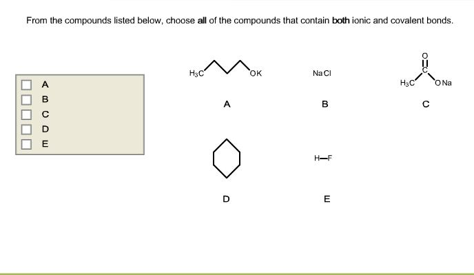 Solved From the compounds listed below, choose all of the | Chegg.com