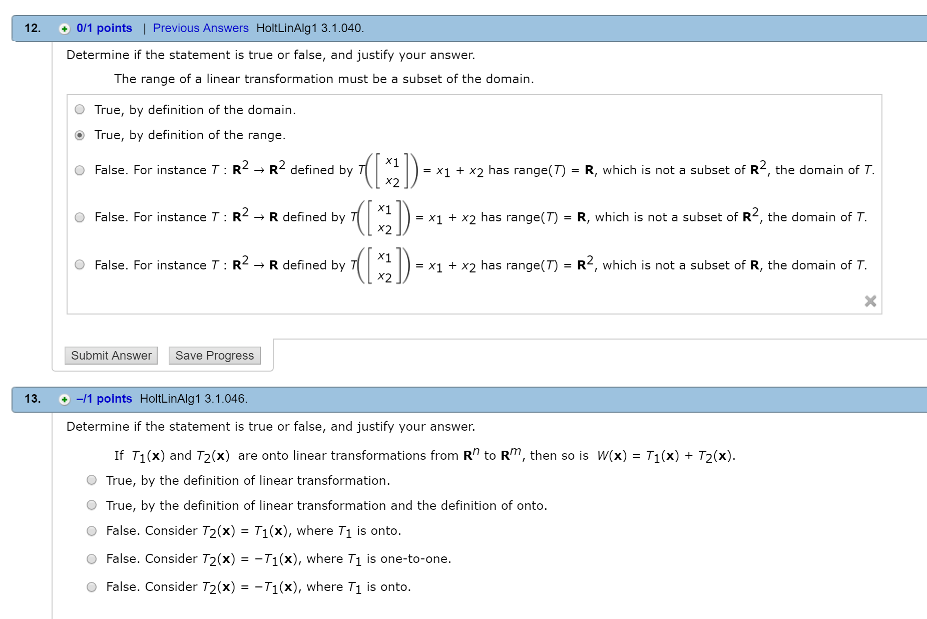 Solved 2. -/1 points HoltLinAlg1 3.1.007 Determine if the | Chegg.com Solved 2. -/1 points HoltLinAlg1 3.1.007 Determine if the | Chegg.com
