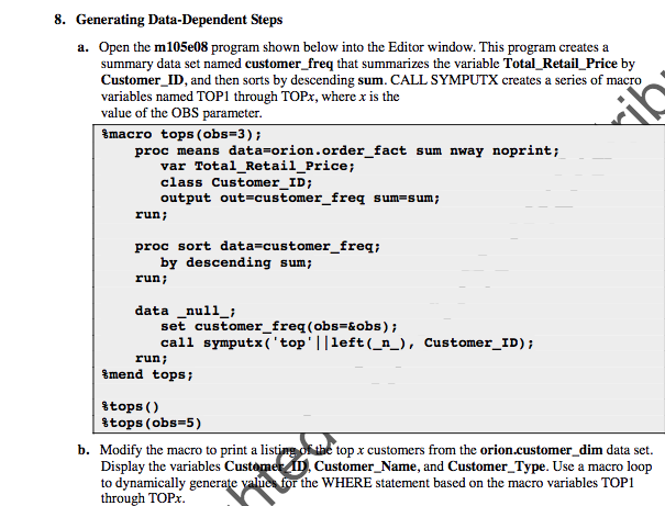 8. Generating Data-Dependent Steps Open the m105e08 | Chegg.com