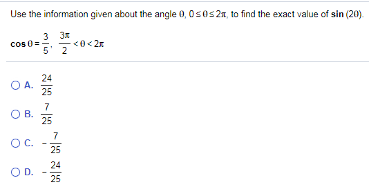 Solved 2T, to find the exact value of sin (20) Use the | Chegg.com