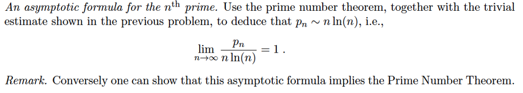 Use the prime number theorem, together with the | Chegg.com