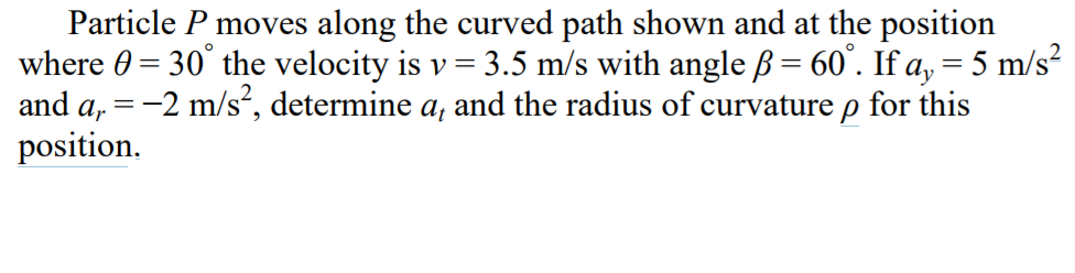 Solved Particle P moves along the curved path shown and at | Chegg.com