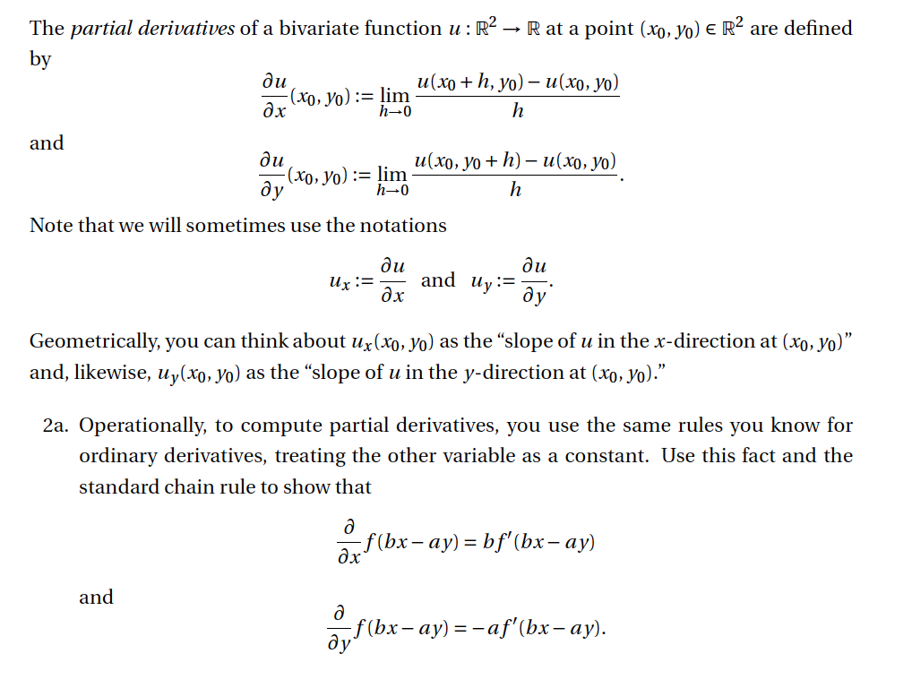 Solved The partial derivatives of a bivariate function u : | Chegg.com