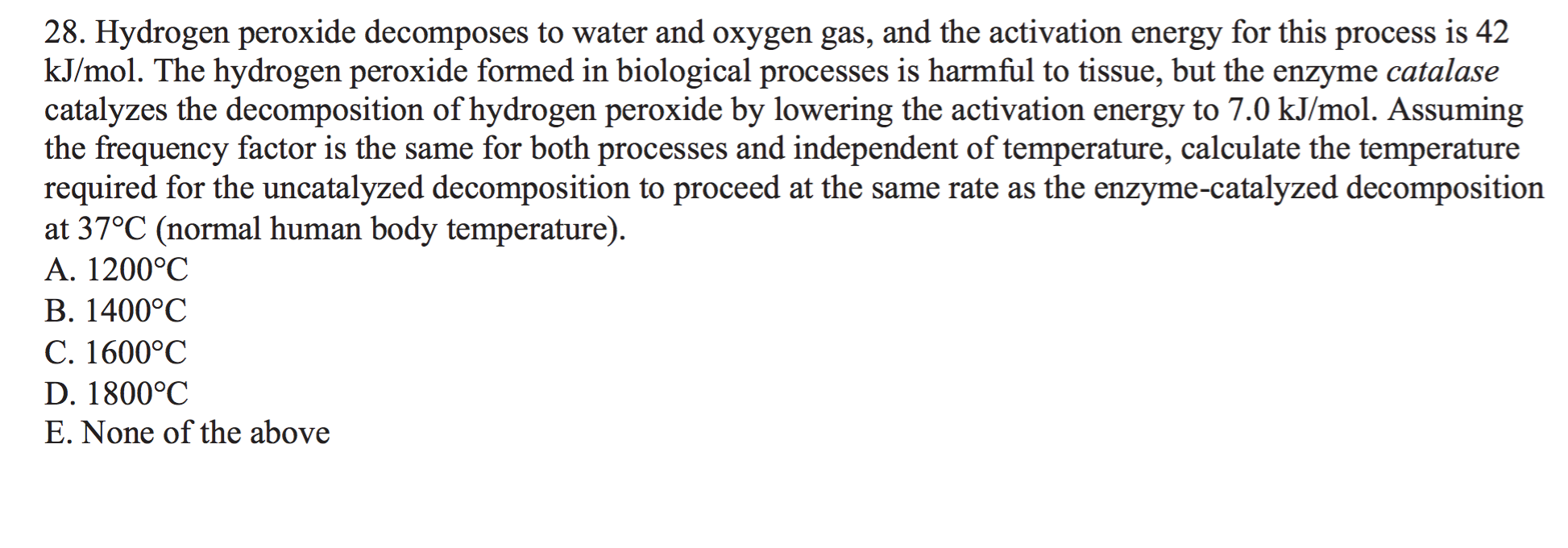 Hydrogen peroxide decomposes to water and oxygen gas, | Chegg.com