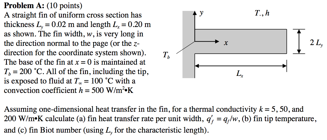 Problem A: (10 points) A straight fin of uniform | Chegg.com