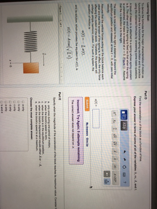 Solved Part D of time for a spring oscillator and to | Chegg.com