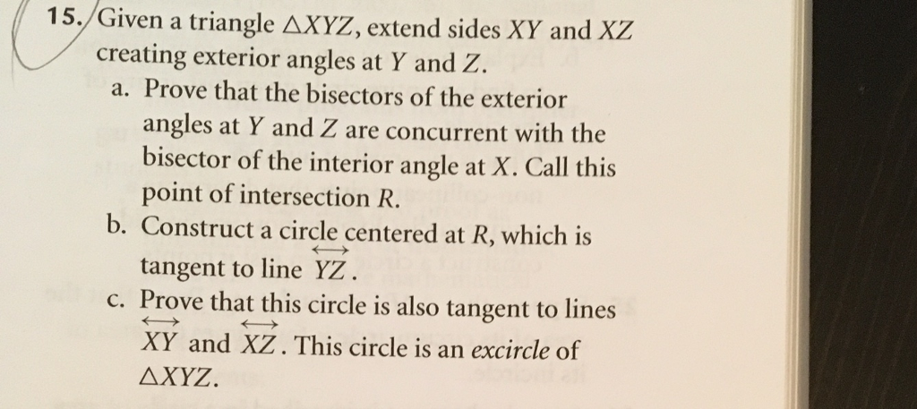 Solved Given a triangle delta XYZ, extend sides XY and XZ | Chegg.com