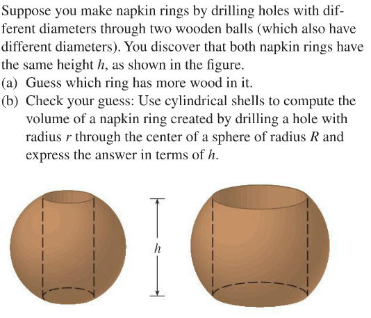 Solved Suppose you make napkin rings by drilling holes with | Chegg.com