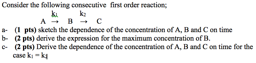 Solved Consider the following consecutive first order | Chegg.com