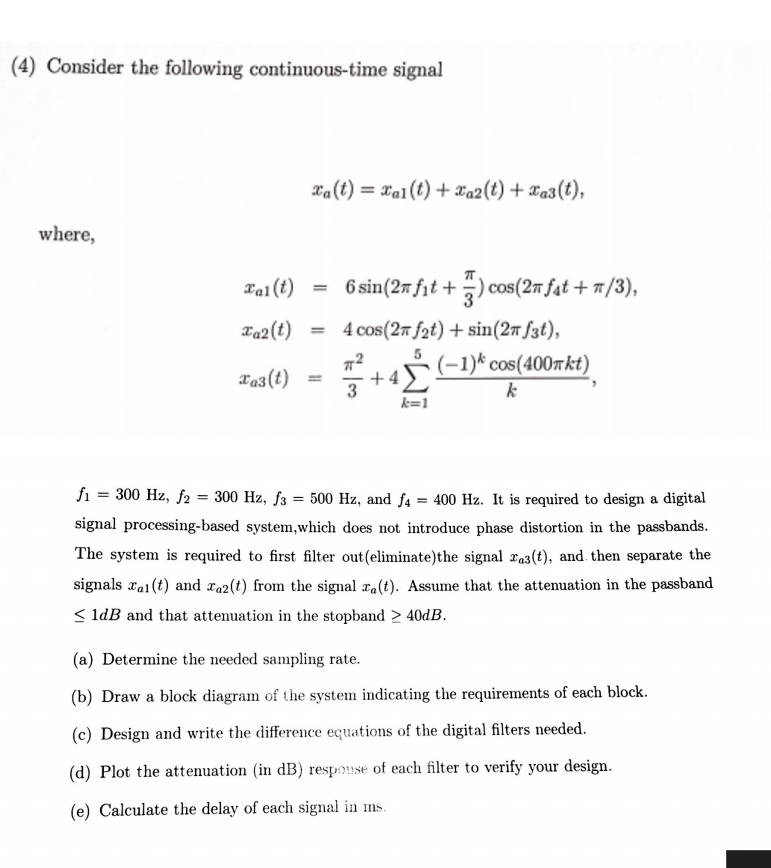 Consider the following continuous-time signal x_a(t) | Chegg.com