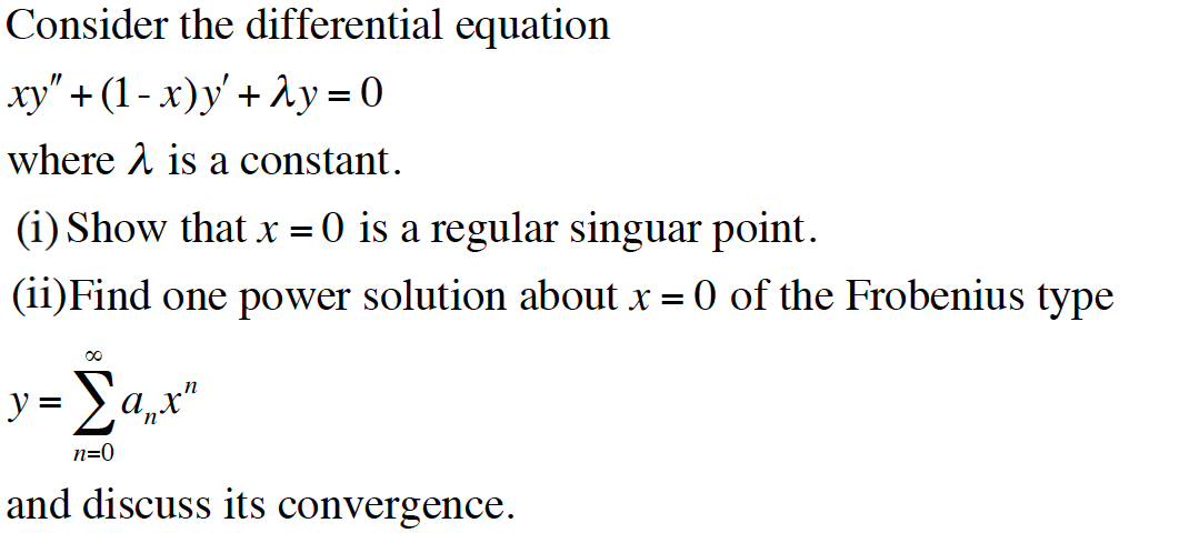 Solved Second order differential equation - Method of | Chegg.com