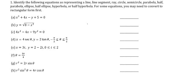 Solved 1. Identity the following equations as representing a | Chegg.com