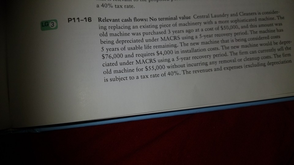 a 40% tax rate. P11-16 Relevant cash flows: No | Chegg.com
