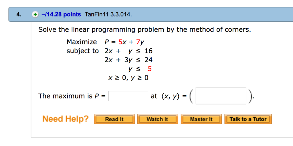 Solved Solve The Linear Programming Problem By The Method Of