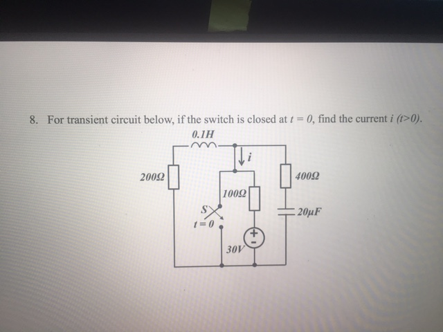 Solved For transient circuit below, if the switch is closed | Chegg.com