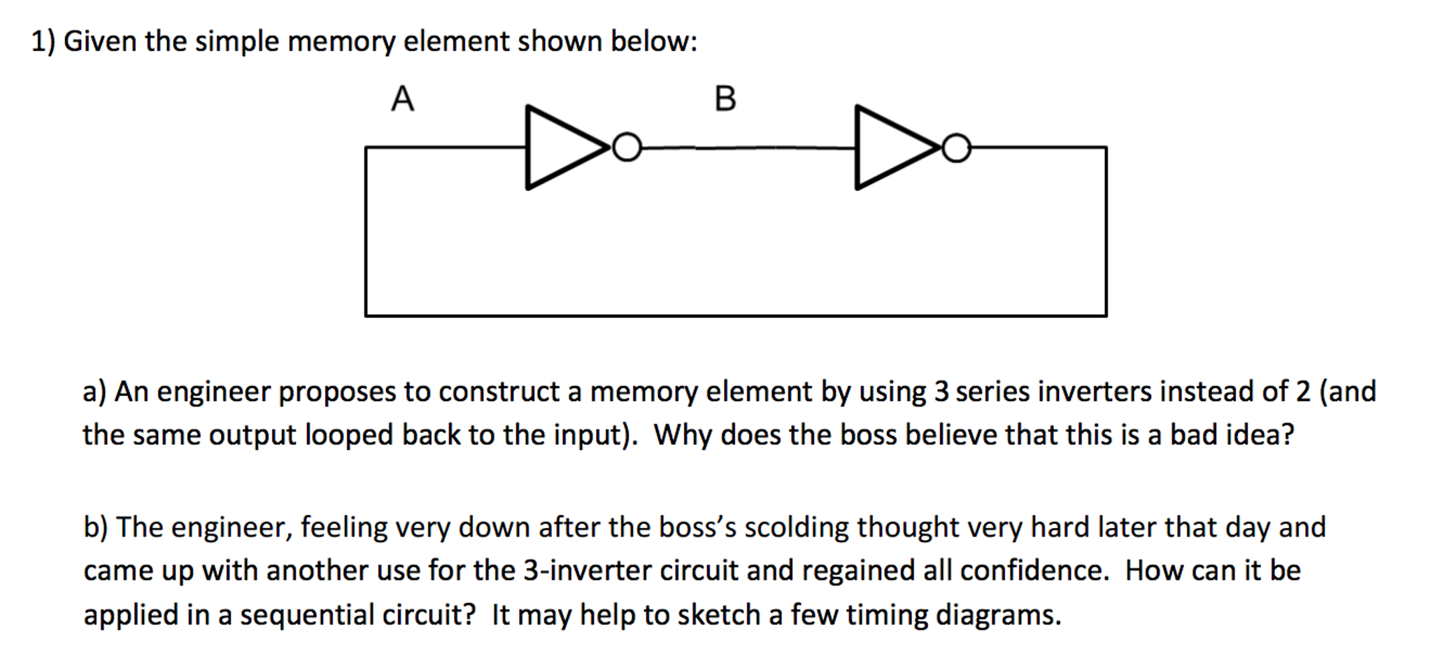 Solved Given the simple memory element shown below: An | Chegg.com