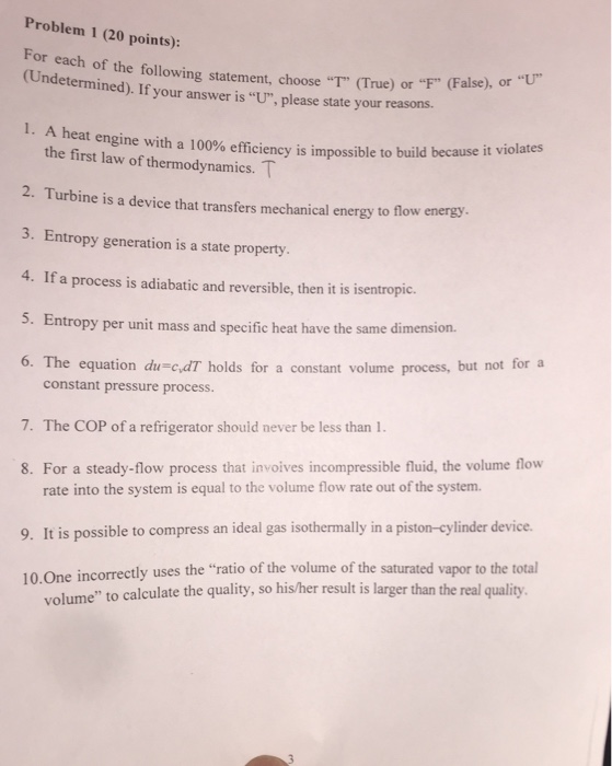 Solved For each of the following statement, choose "T" | Chegg.com