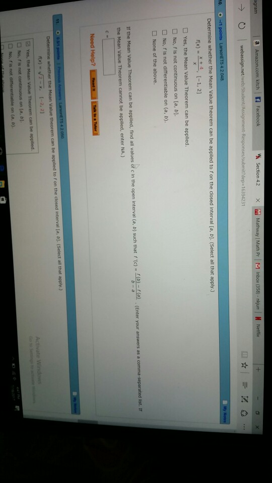 Solved Determine whether the mean value theorem can be | Chegg.com