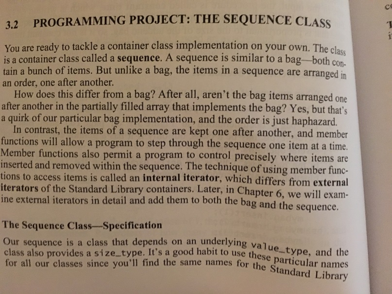 Solved Implement the sequence class using the given header | Chegg.com