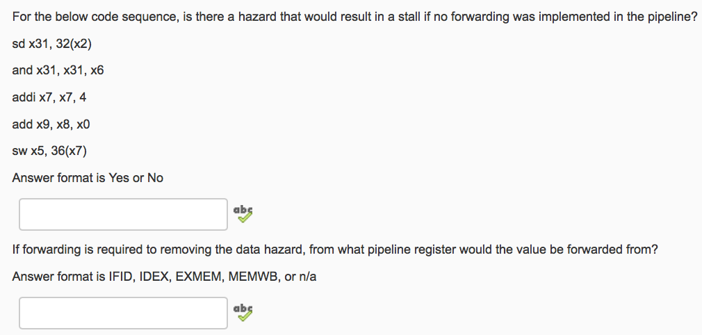 Solved For the below code sequence, is there a hazard that | Chegg.com