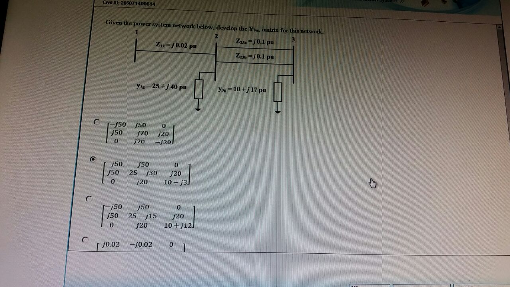 Solved given the power system network below, develop the | Chegg.com