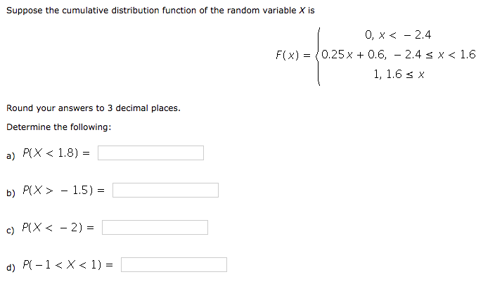 Solved Suppose The Cumulative Distribution Function Of The