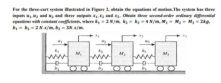 Solved For the three-cart system illustrated in Figure 2, | Chegg.com