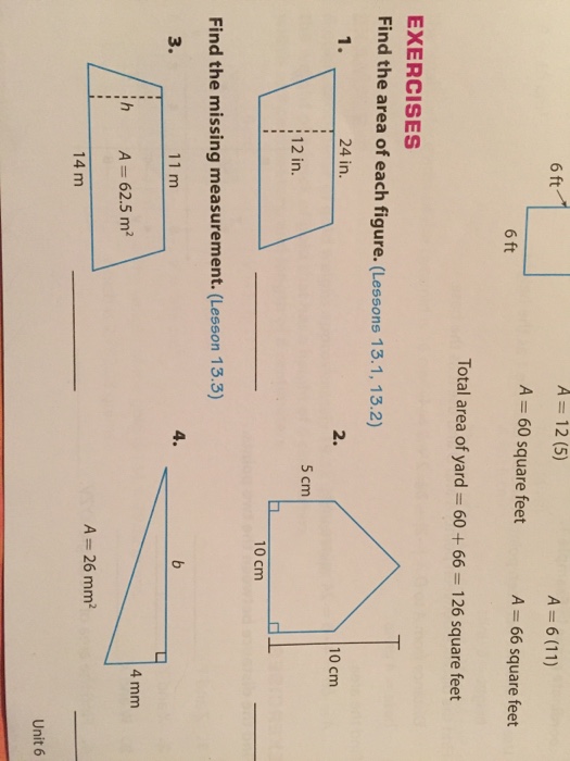 Solved Find the area of each figure. (Lessons 13.1, 13.2) | Chegg.com
