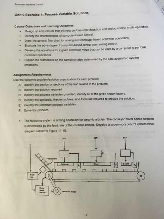 Solved Unit 9 Exercise 1: Process Variable Solutions Design | Chegg.com