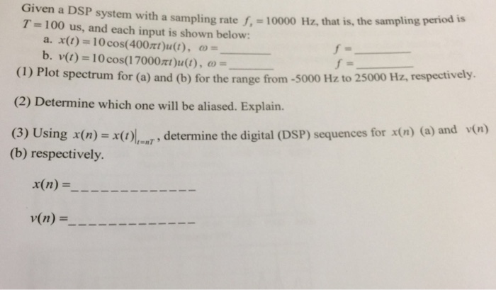 Solved Given a DSP system with a sampling rate f_1 = 10000 | Chegg.com