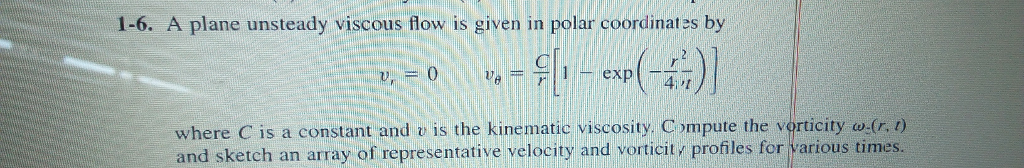 Solved 1-6. A plane unsteady viscous flow is given in polar | Chegg.com