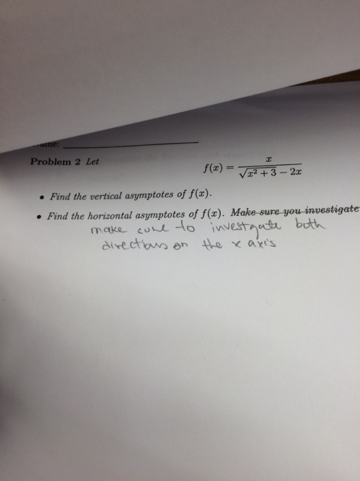 Solved Let f(x) = x/square squareroot x^2 + 3 - 2x Find | Chegg.com