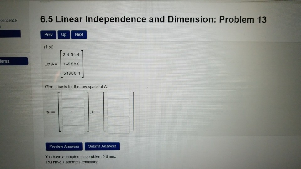 Solved 6.5 Linear Independence and Dimension: Problem 13 | Chegg.com