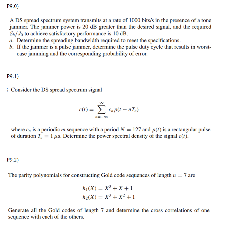 Solved A DS spread spectrum system transmits at a rate of | Chegg.com