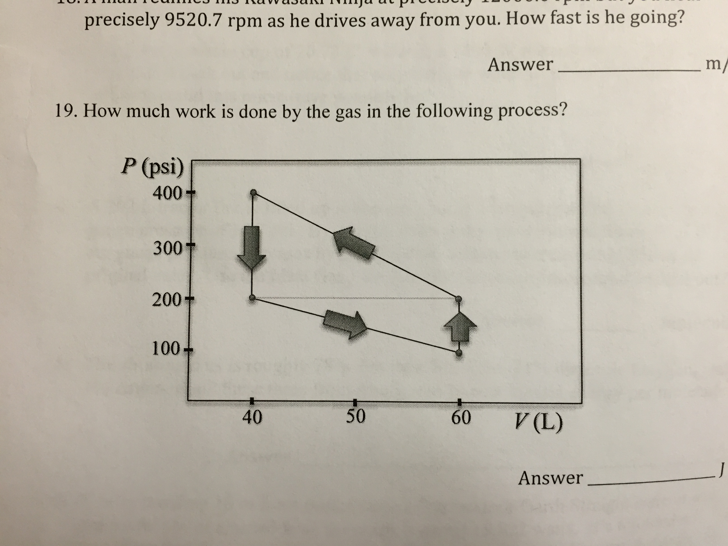 Solved How much work is done by the gas in the following | Chegg.com