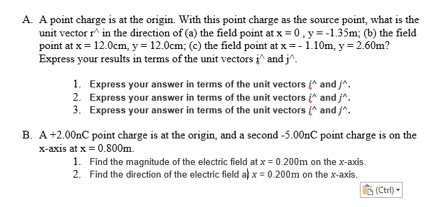 Solved A. A point charge is at the origin. With this point | Chegg.com