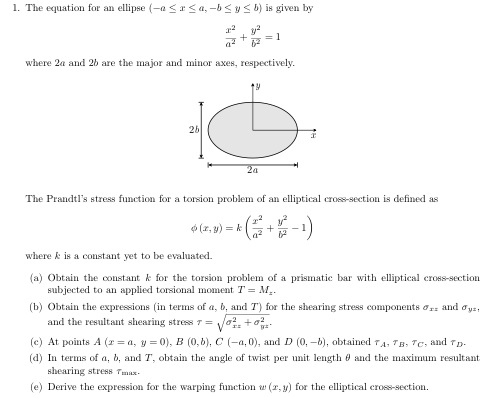 The equation For an ellipse {-a a- a, -b y b) is | Chegg.com