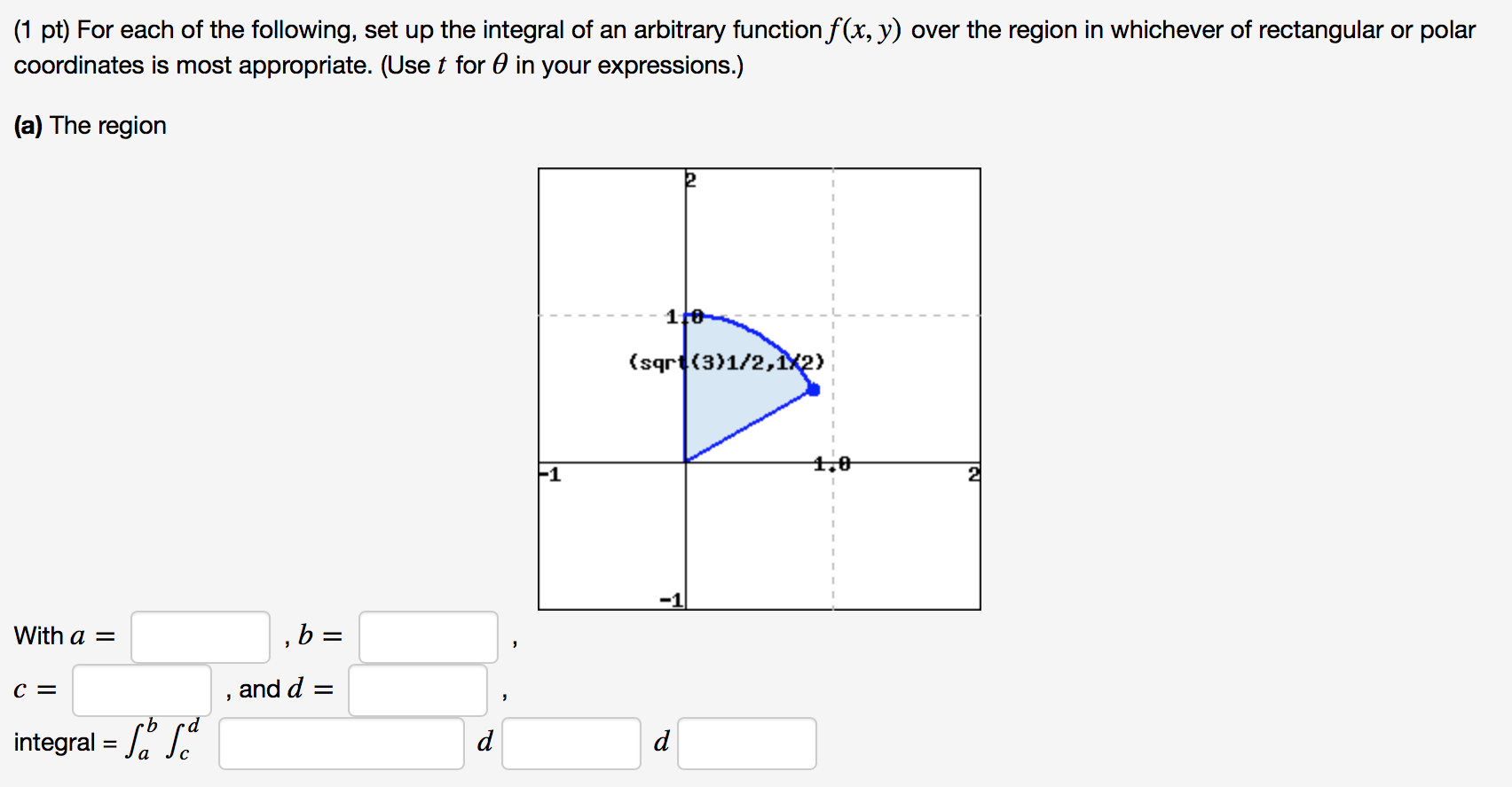 Solved For each of the following, set up the integral of an | Chegg.com