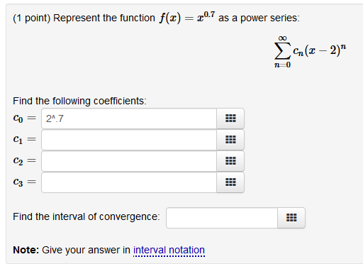 Solved (1 point) Represent the function f(x)7 as a power | Chegg.com