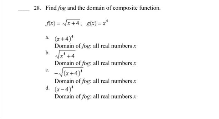 Solved Find f composition g and the domain of composite | Chegg.com